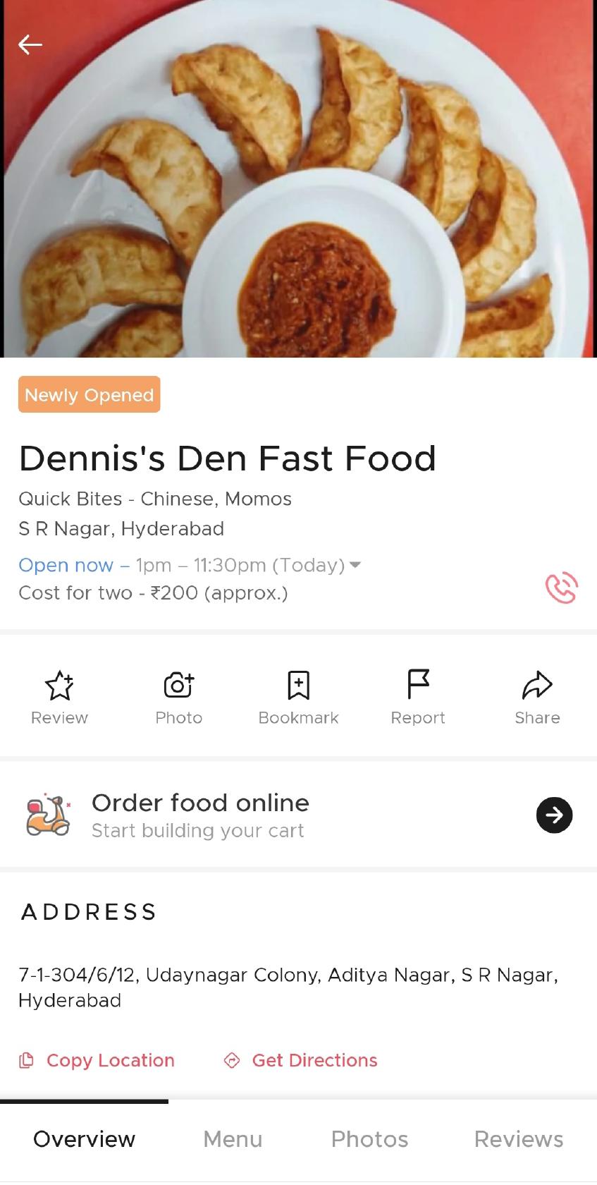 Menu at Dennis's Den Chinese Restaurant & Fast Food, Hyderabad
