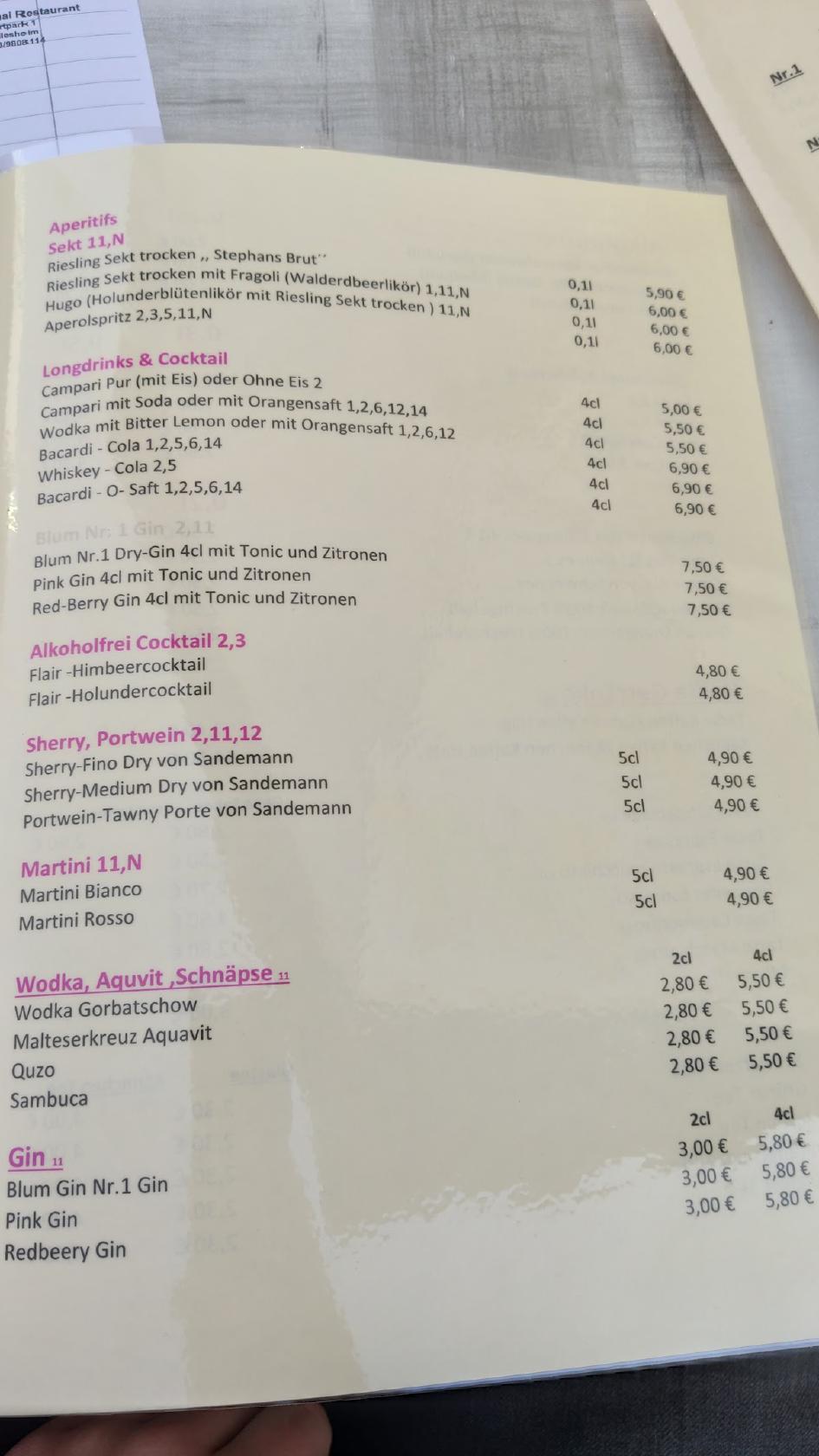 Menu at FLAIR Café & Thai Restaurant, Hillesheim