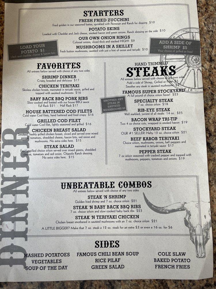 Menu at Steer N' Stein of Cucamonga steakhouse, Rancho Cucamonga