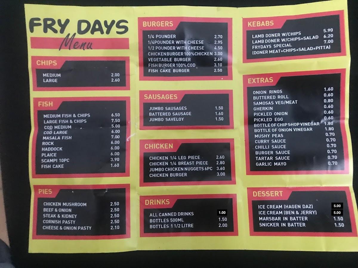 Fry Days Watford, 40 Vicarage Rd in Watford - Restaurant menu and reviews