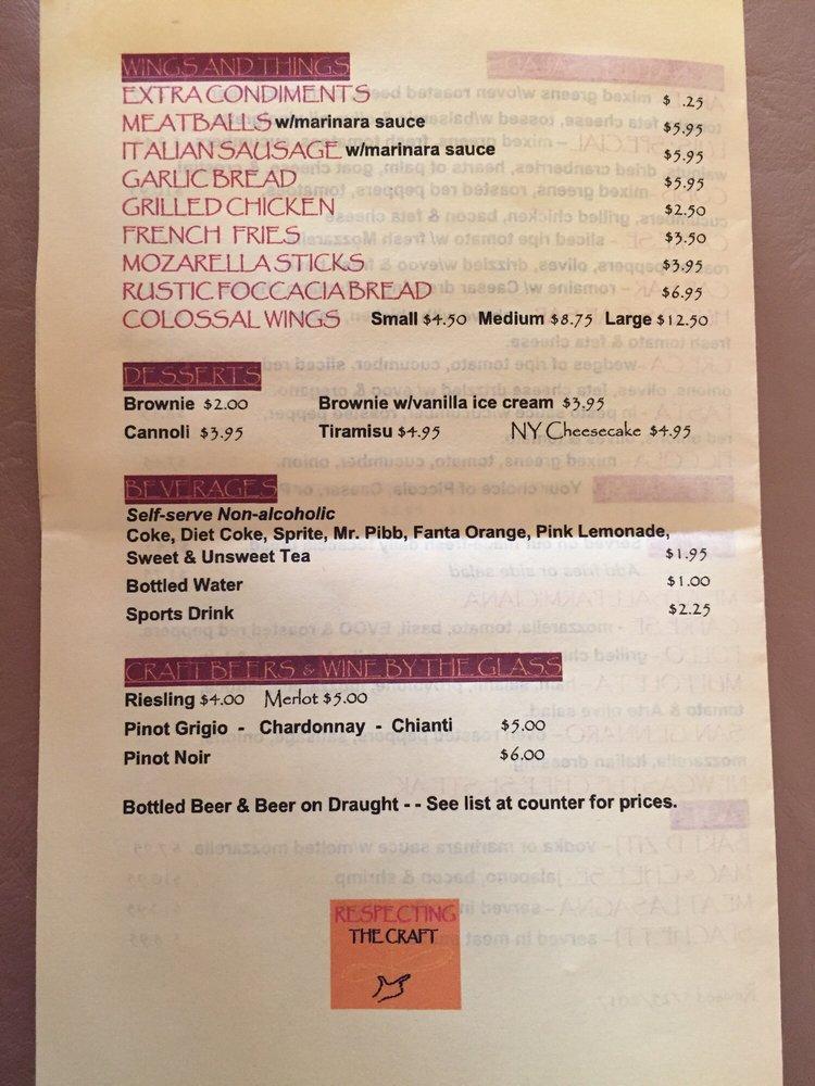 Menu at Arte Pizza - Downtown pizzeria, Brunswick, Newcastle St