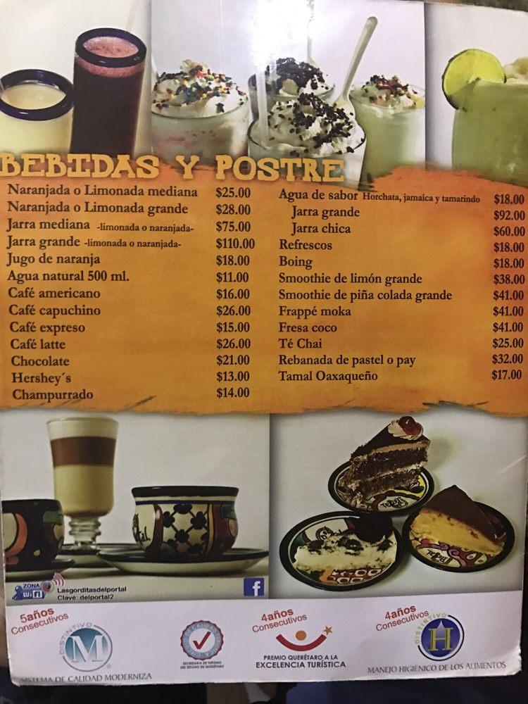 Menu at El Portal restaurant, Santiago de Querétaro