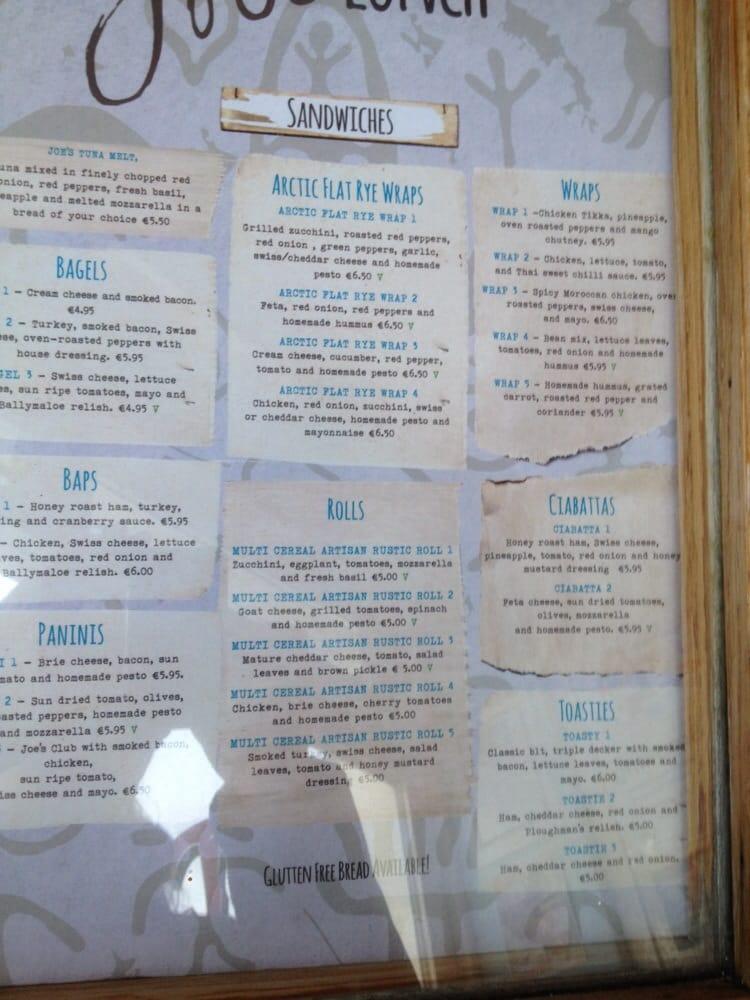 Menu at Joe's Café cafe, Lahinch