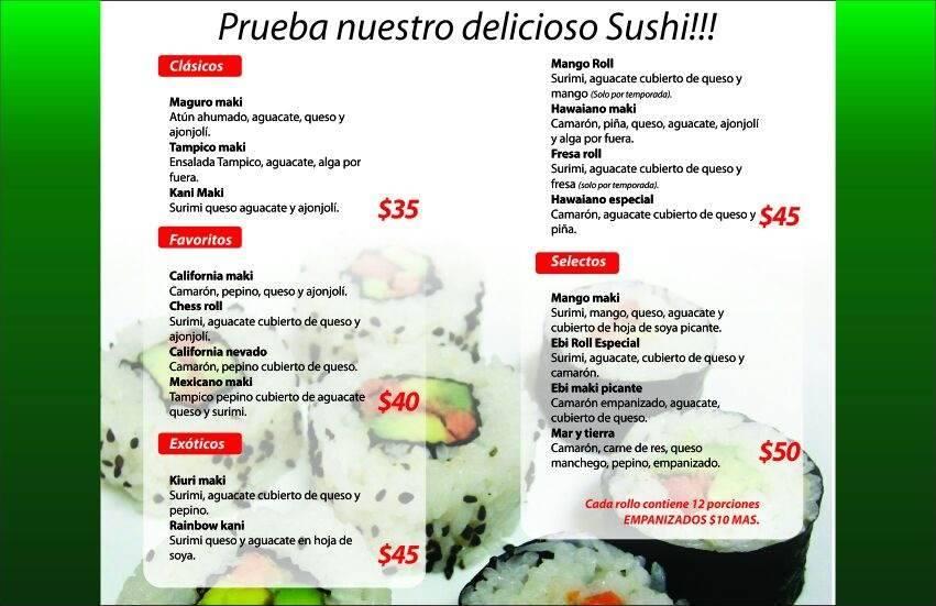 Menu at KARMA SUSHI restaurant, Encarnación de Díaz