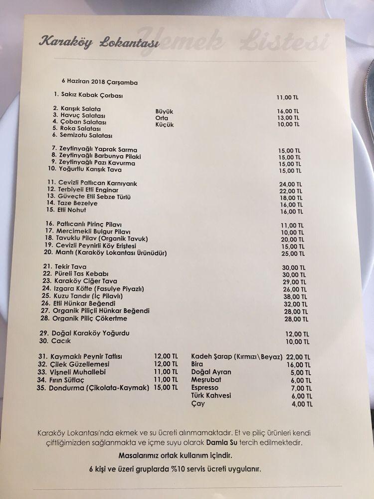 Menu at Karaköy Pizza, Istanbul