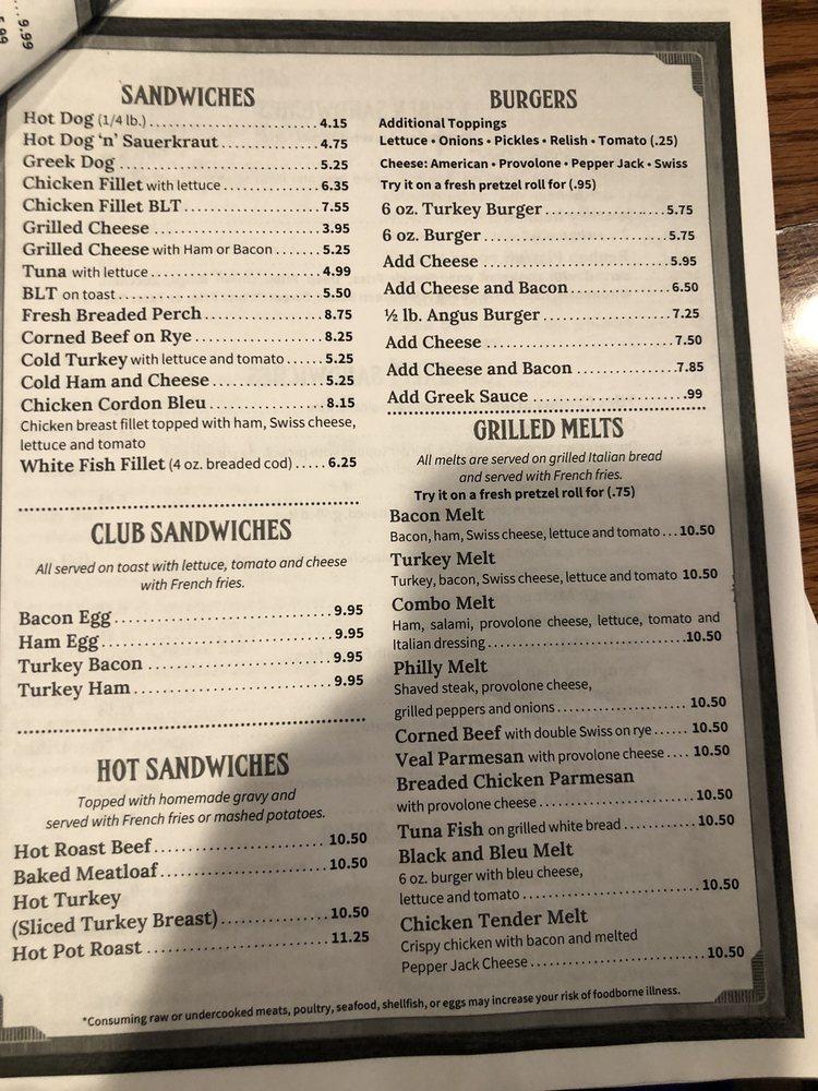 Menu at McGarrey's Oakwood Cafe, Erie