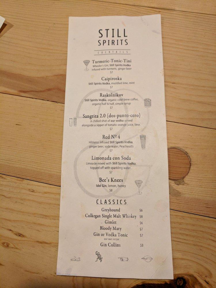 Menu at Still Spirits pub & bar, Albuquerque