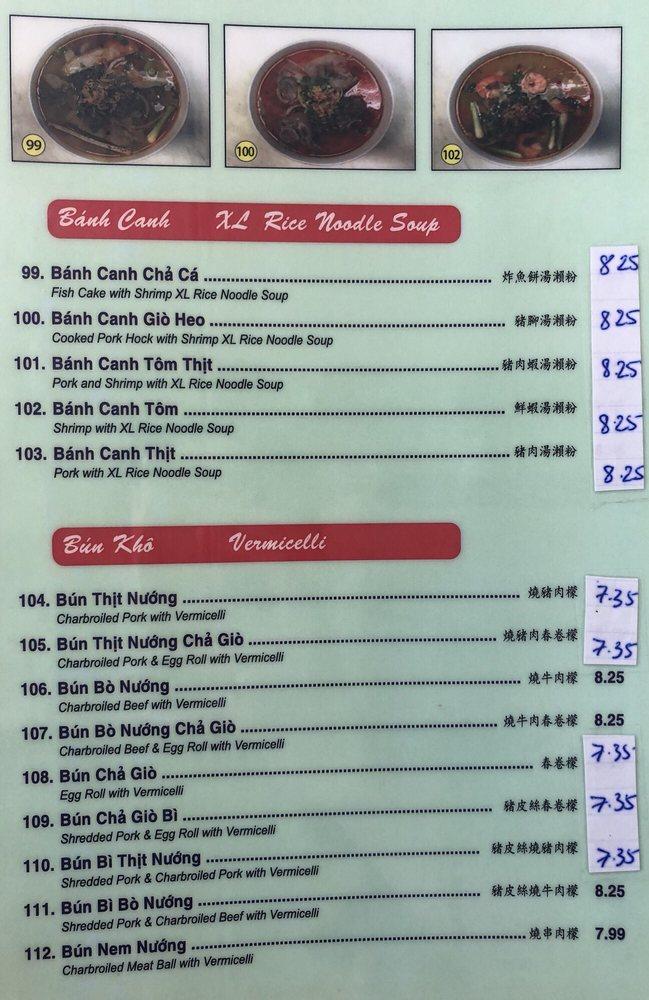Menu at Com Tam Ninh Kieu restaurant, Rosemead