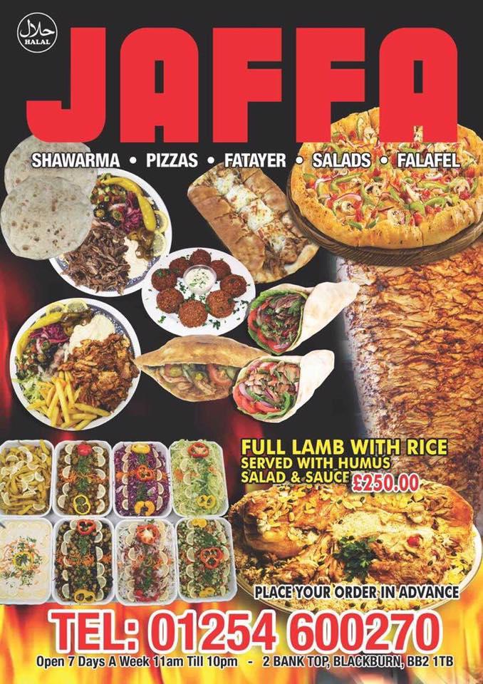 Menu at JAFFA Blackburn restaurant, Blackburn