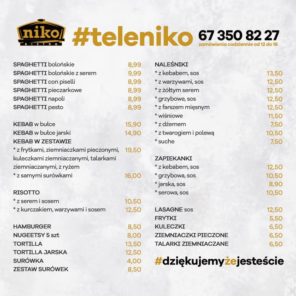 Menu at NIKO express Śródmiejska cafe, Pila
