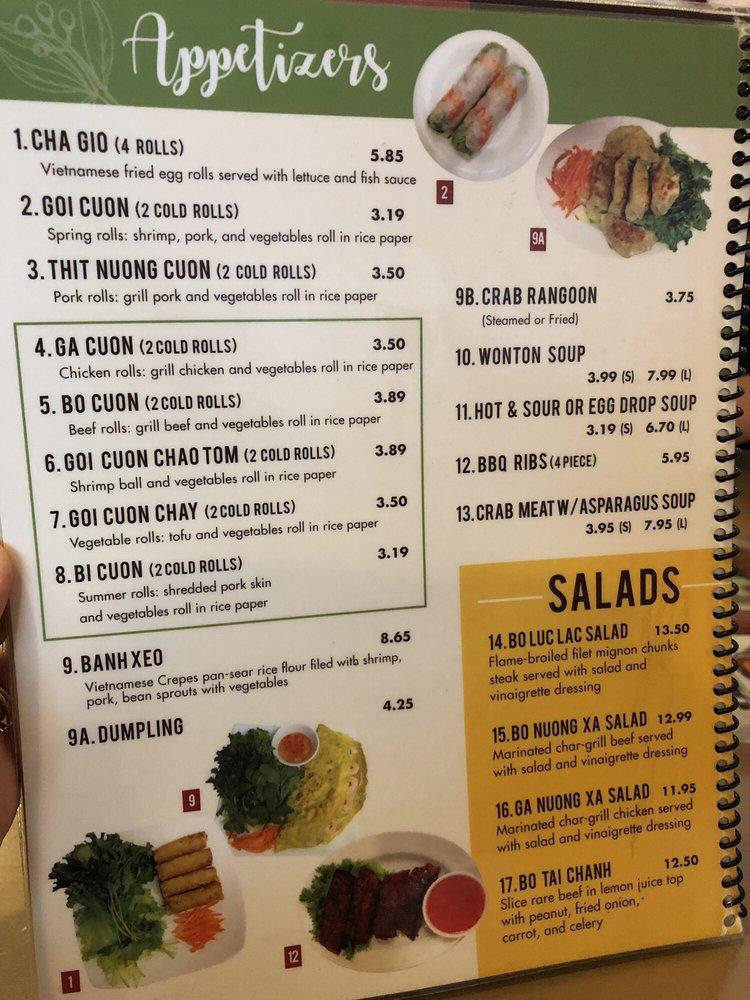 Menu at Pho Hang & Grill restaurant, Houston