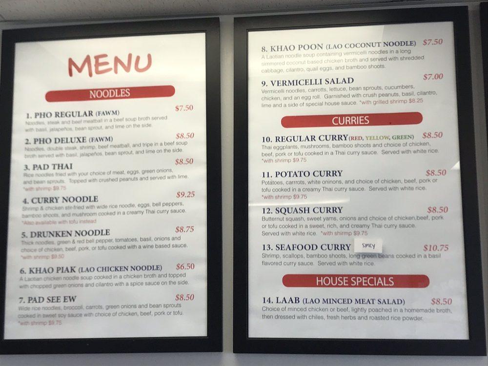 Menu at Plia's Kitchen restaurant, Green Bay