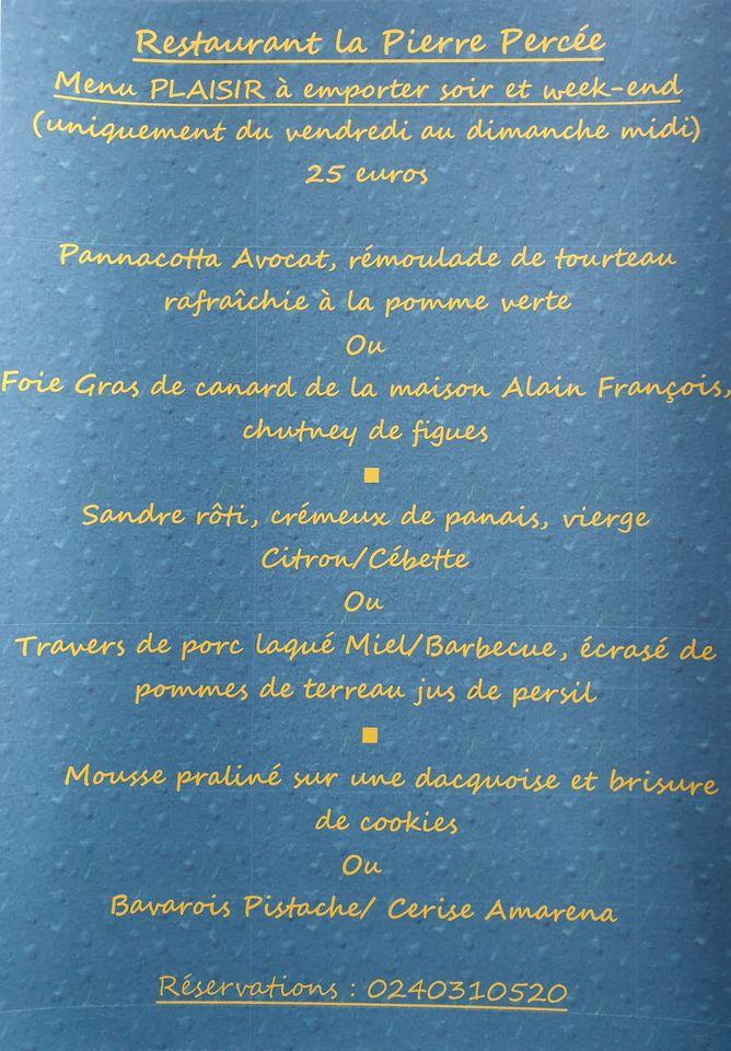Menu au RESTAURANT LA PIERRE PERCEE, La Chapelle-Basse-Mer