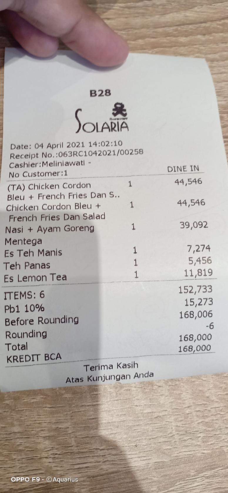 Menu at Solaria - Ramayana City Plaza Ciledug restaurant, Tangerang