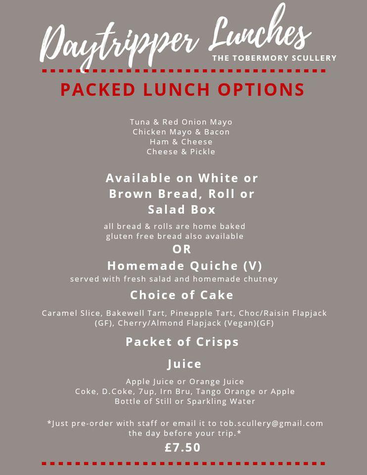 Menu at Tobermory Scullery cafe, Tobermory