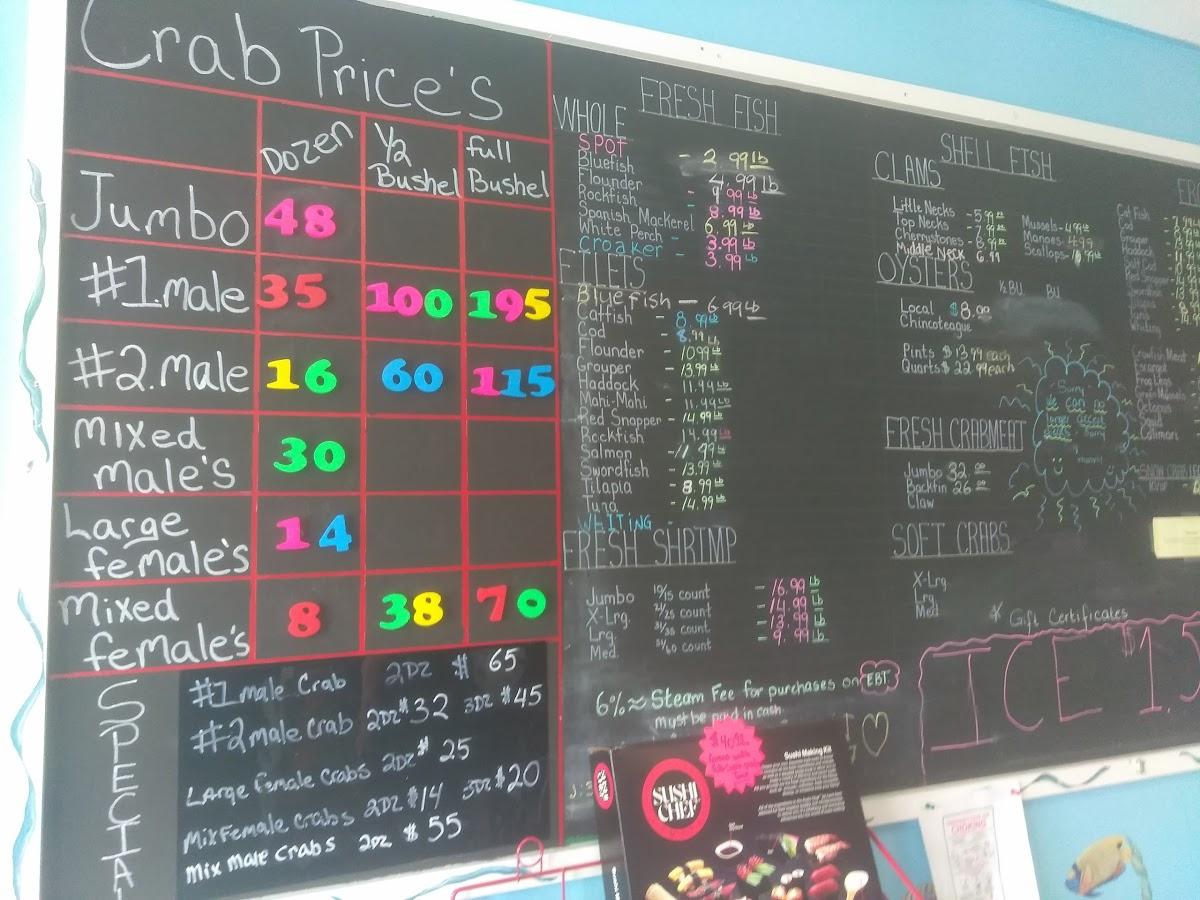 Menu at Captain Smith's Seafood restaurant, Solomons
