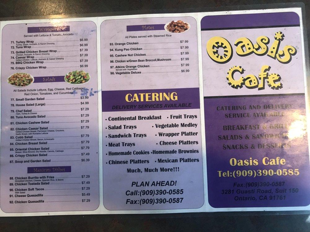Menu at Oasis Cafe 3, Ontario, E Guasti Rd