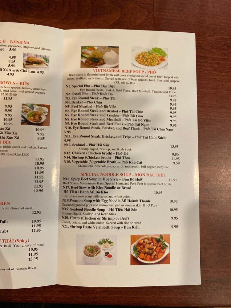 Menu at Pho Saigon at Alamo Ranch restaurant, San Antonio, Culebra Rd #104