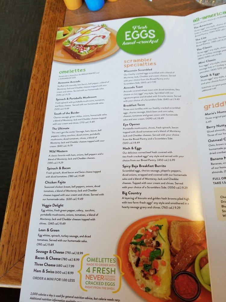 Menu at Scramblers restaurant, Perrysburg
