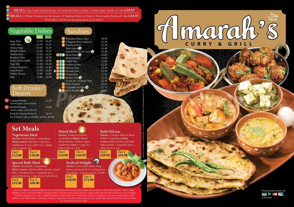 Menu at Amarah's Curry & Grill Peterborough restaurant, Peterborough