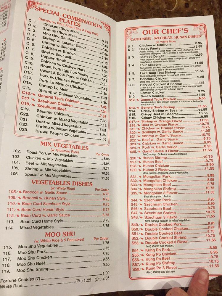 Menu at Ming Moon II restaurant, Lumberton