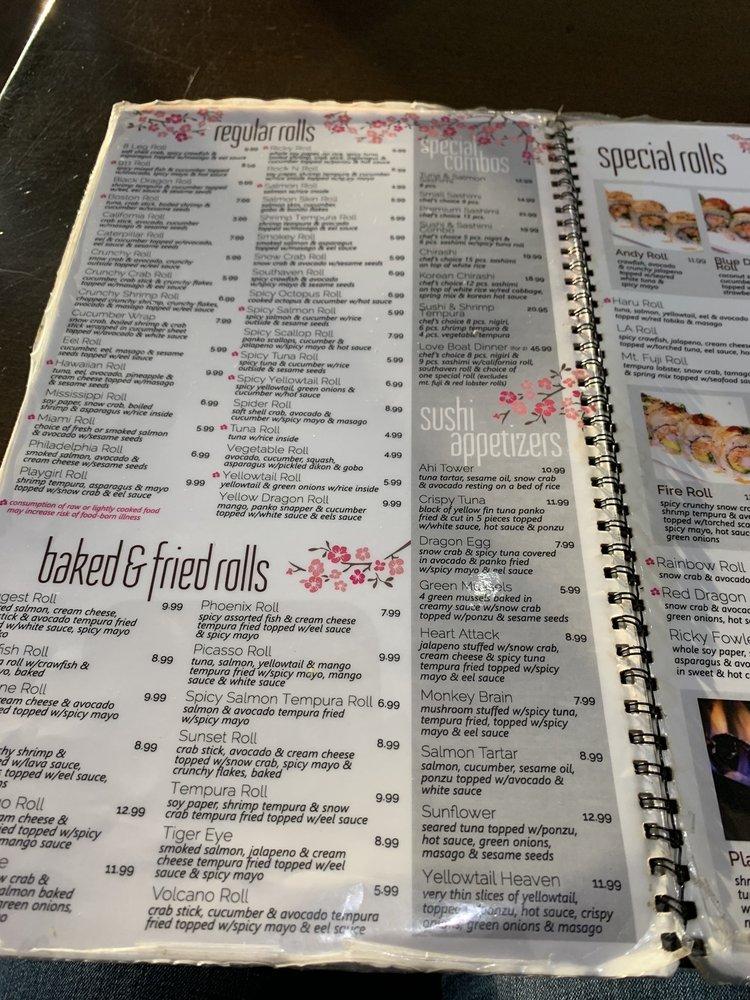 Menu at Naru Japanese Restaurant, Southaven