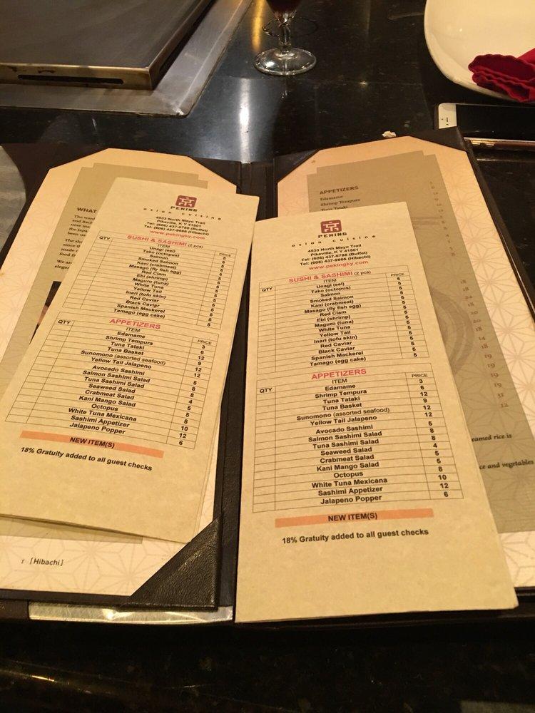 Menu at Peking Chinese Restaurant, Pikeville, N Mayo Trail