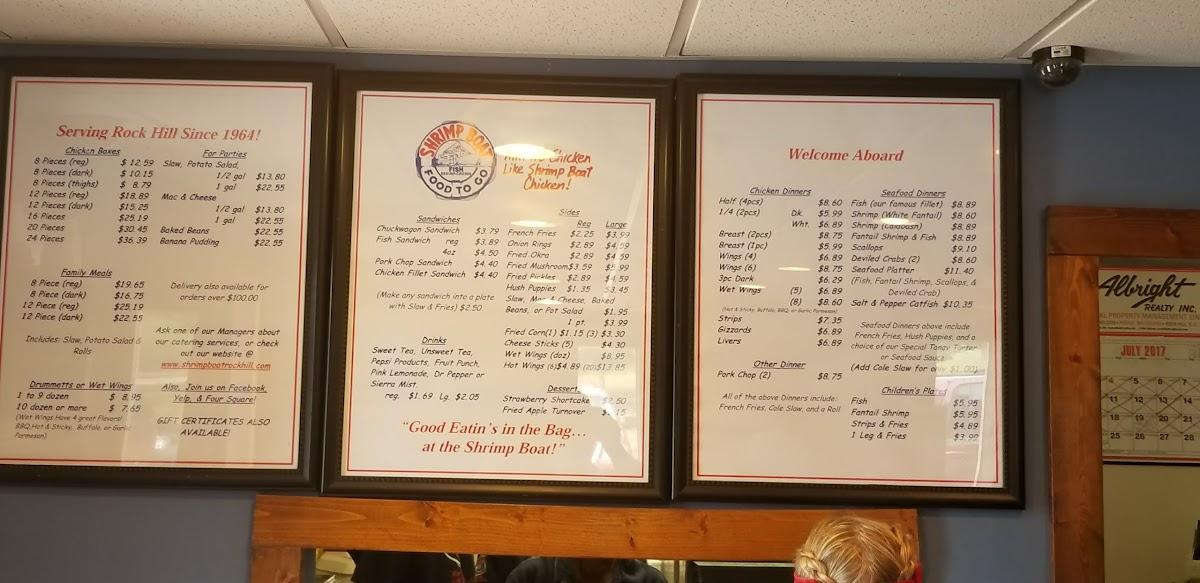 Menu at Shrimp Boat Rock Hill restaurant, Rock Hill, Cherry Rd