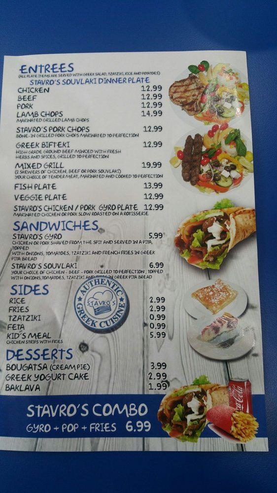 Menu at Stavro's Greek Restaurant & Lounge, Mississauga, 11 Pearl St