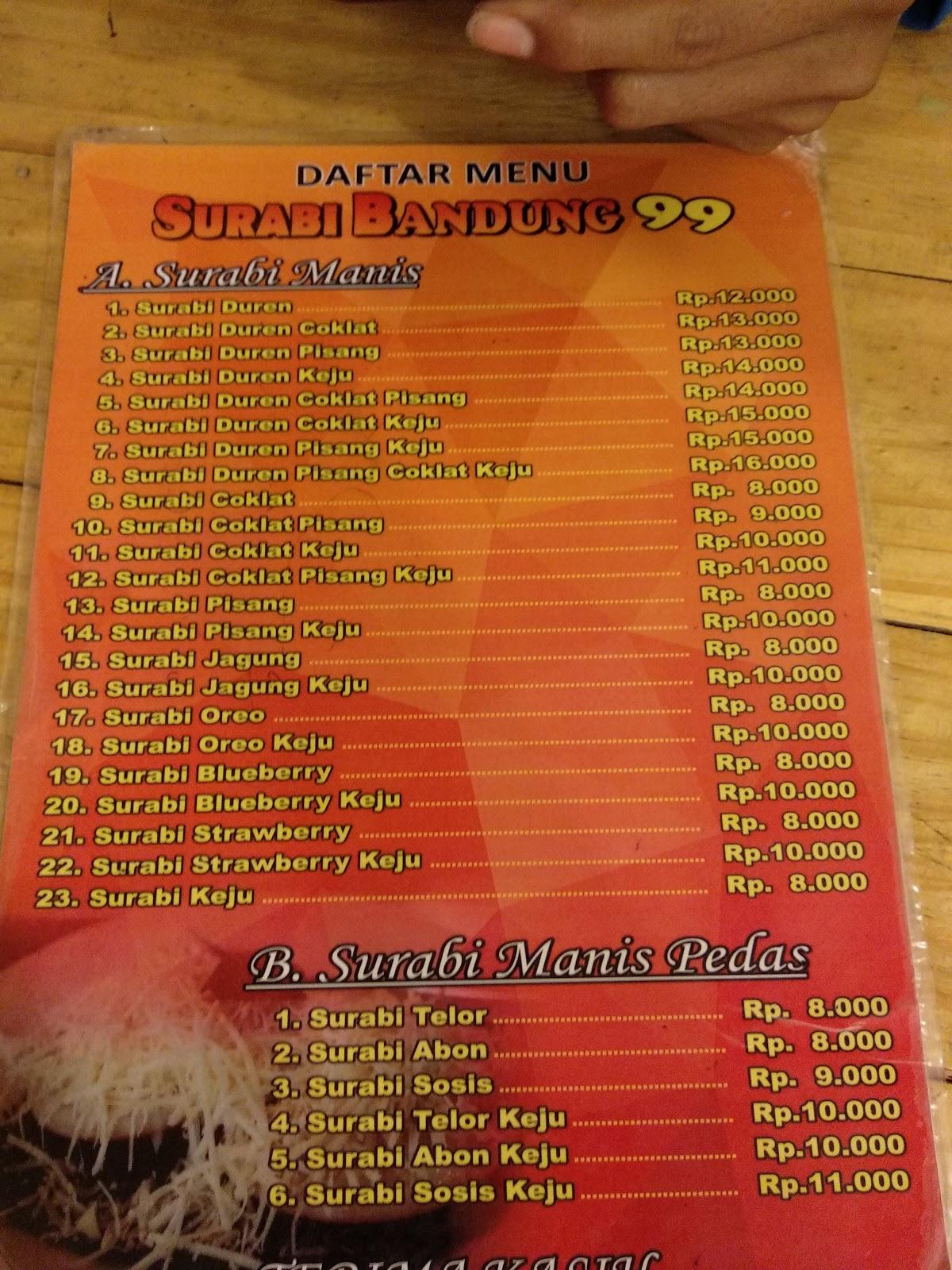Menu at Surabi Bandung 99 restaurant, Batam, Mall Top 100 Batuaji
