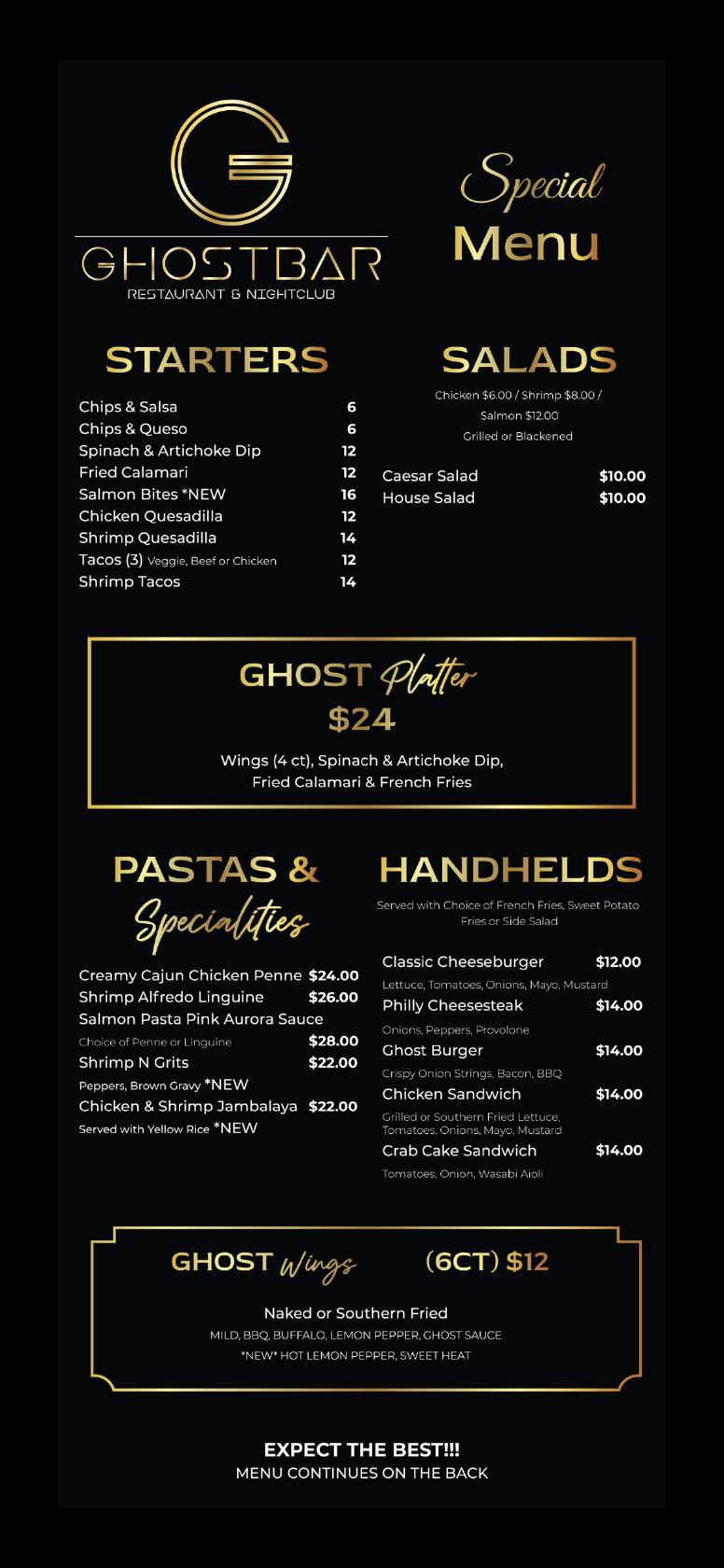 Menu at Ghost Bar Restaurant, Houston