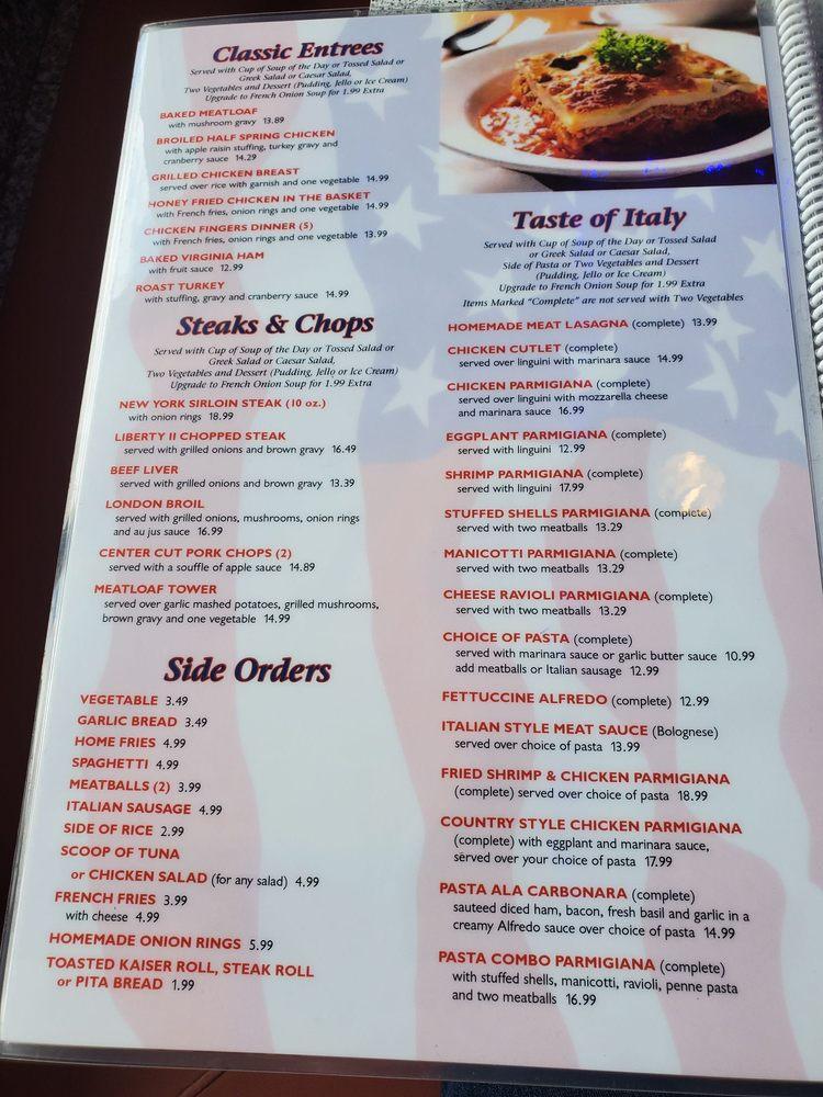 Menu at Liberty II Diner Aksaray LLC restaurant, Florence Township