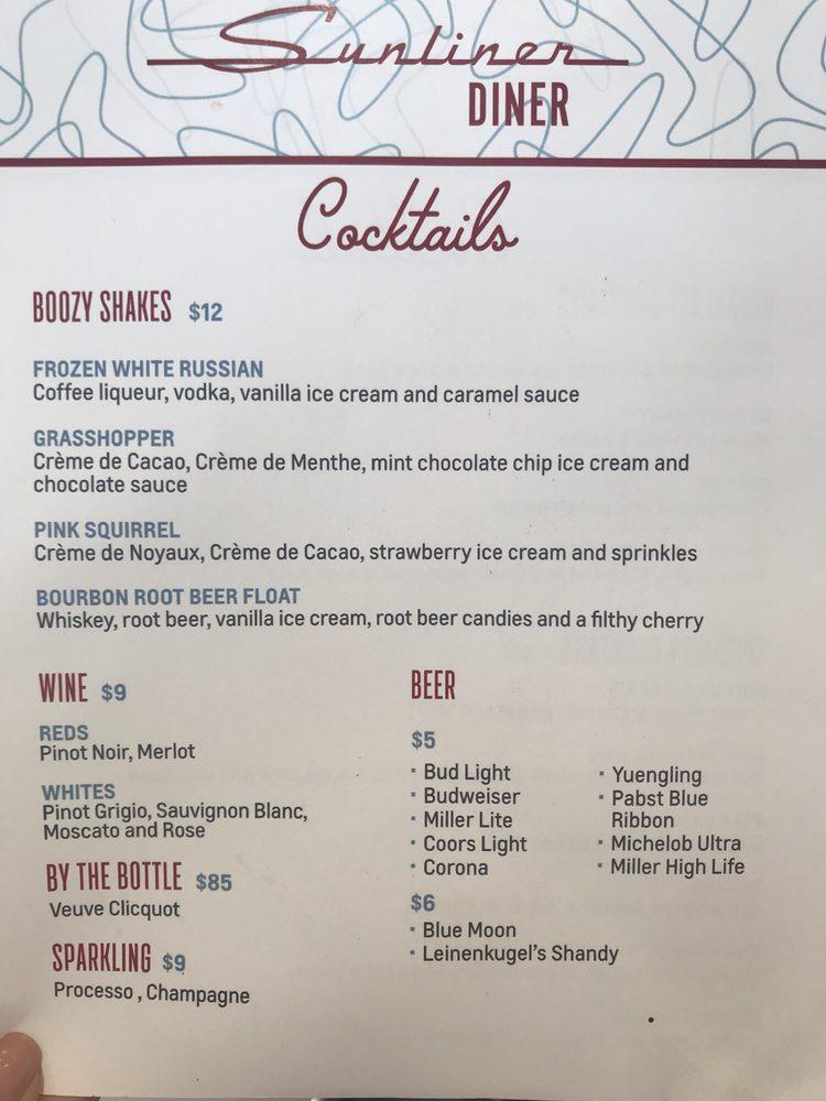 Menu at Sunliner Diner restaurant, Gulf Shores