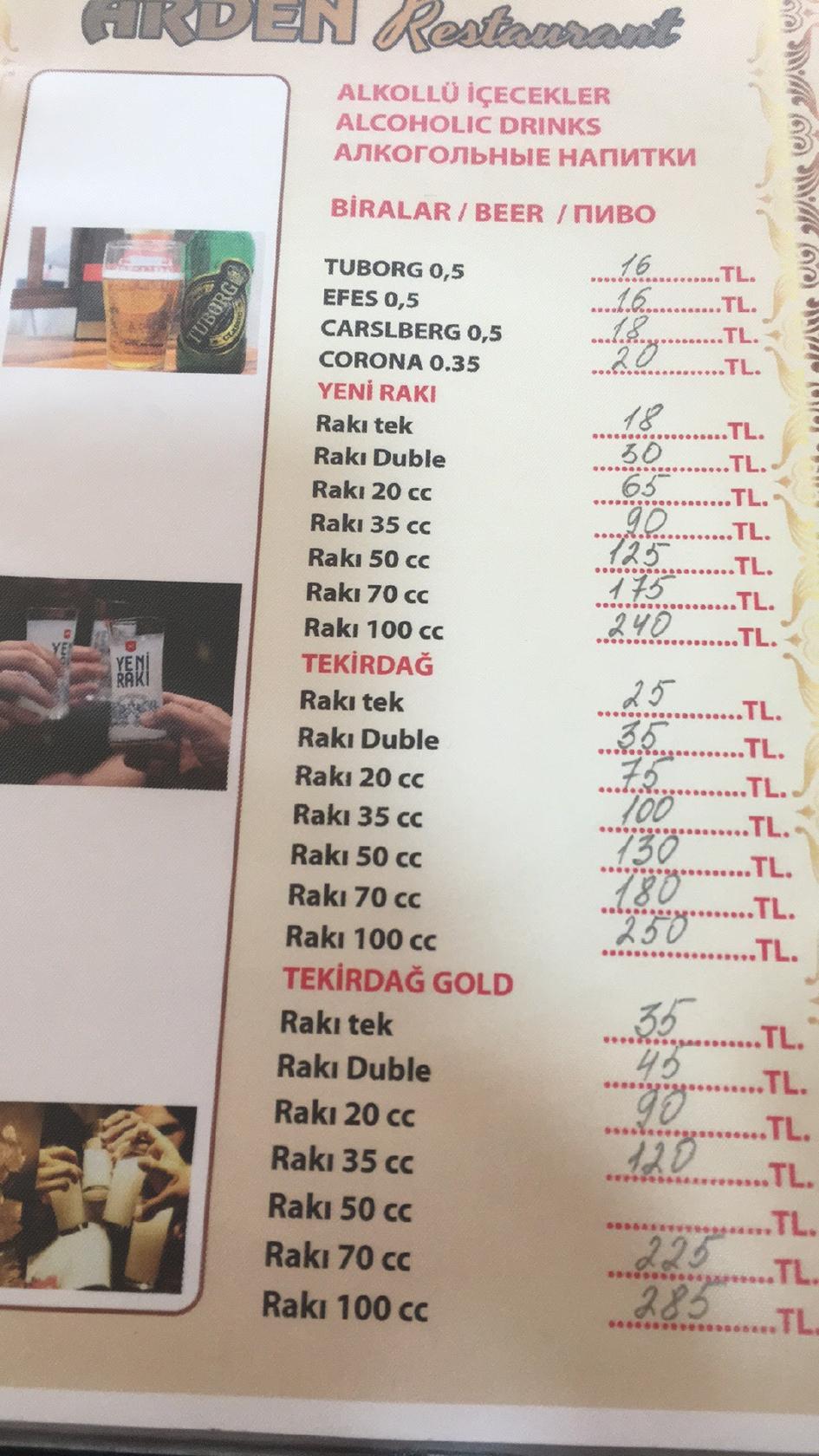 Menu at ARDEN RESTAURANT, Didim