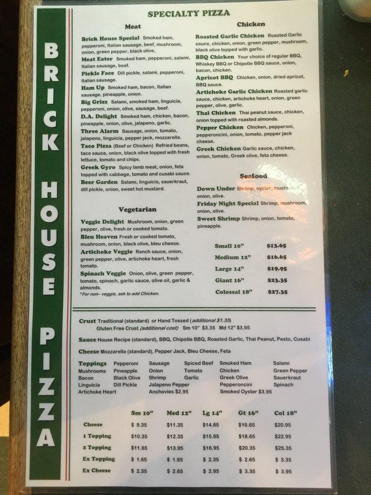 Menu at Brick House Pizza pizzeria, West Richland
