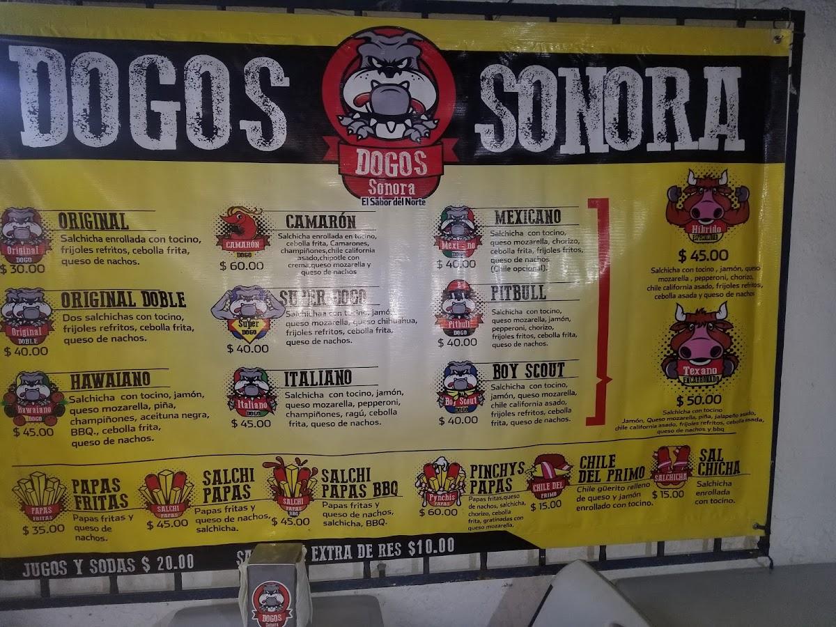 Carta del restaurante Dogos Sonora Ensenada B.c, Ensenada
