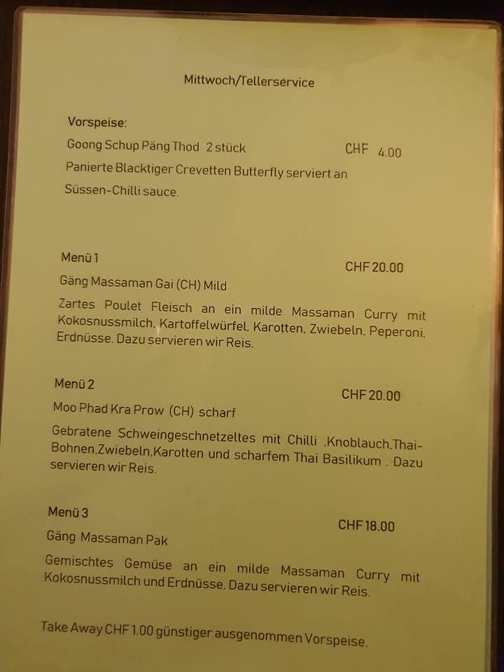 Menu da Thai Time Restaurant &Take Away, Aarau