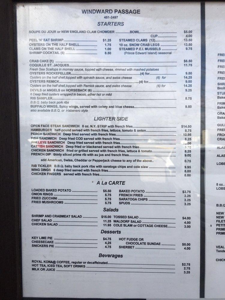 Menu at Windward Passage pub & bar, Columbus