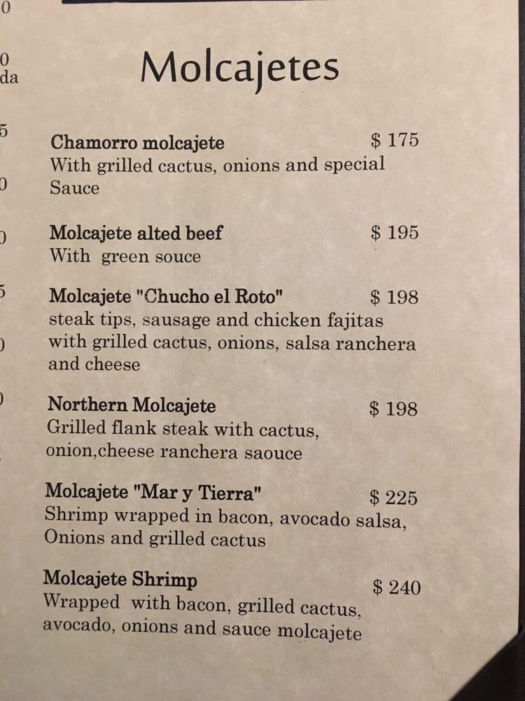Carta del restaurante El Mesón De Chucho El Roto, Santiago del Querétaro
