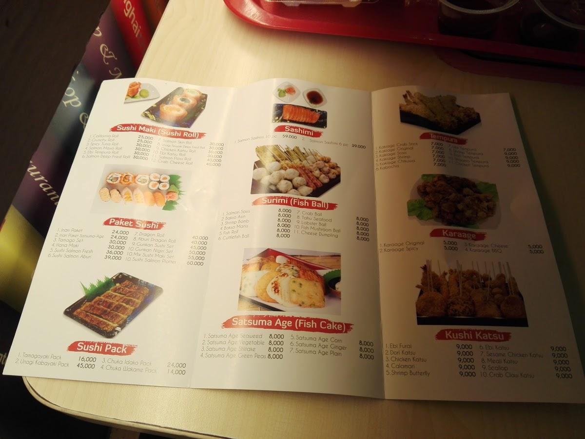 Menu at Shigeru Japanese Fresh Deli restaurant, West Jakarta