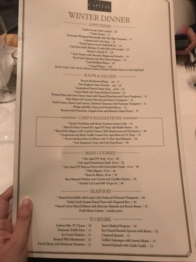 Carta del pub y bar The Capital Grille, Minneapolis