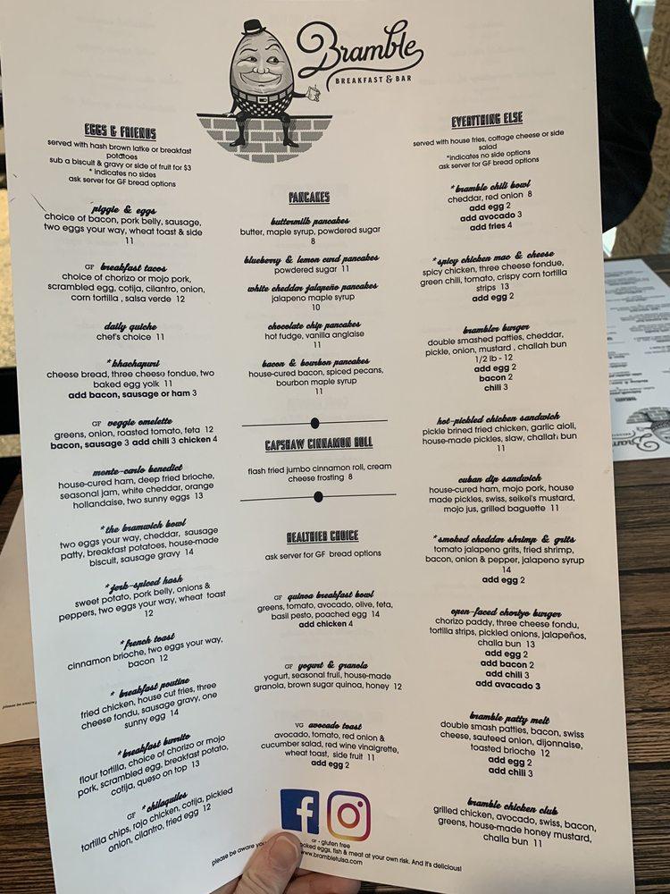 Menu at Bramble Breakfast & Bar Broken Arrow, Broken Arrow
