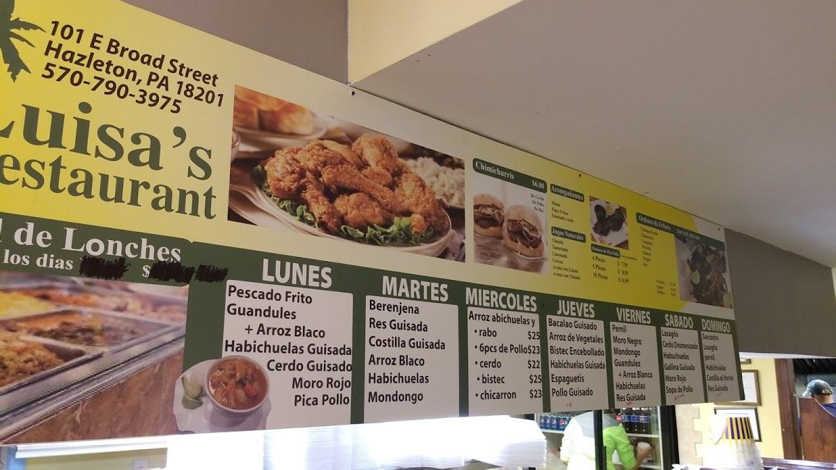 Menu at Luisa Restaurant, Hazleton