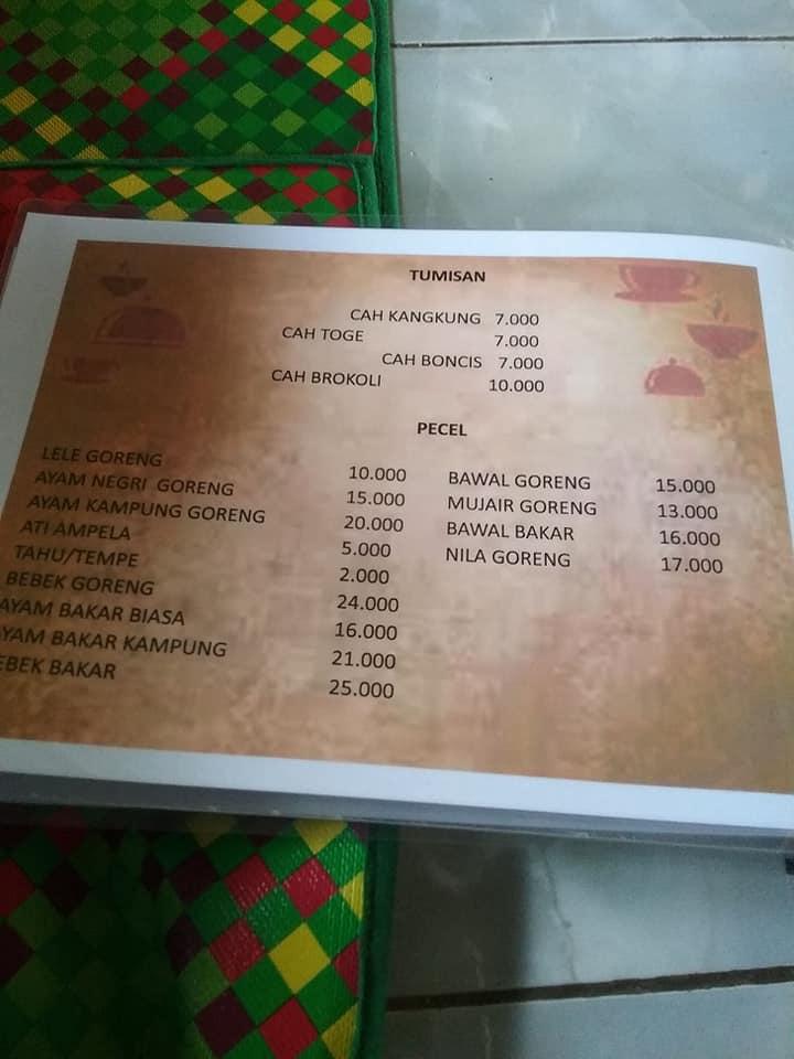 Menu at RM. saung Joglo Indah restaurant, Cileungsi