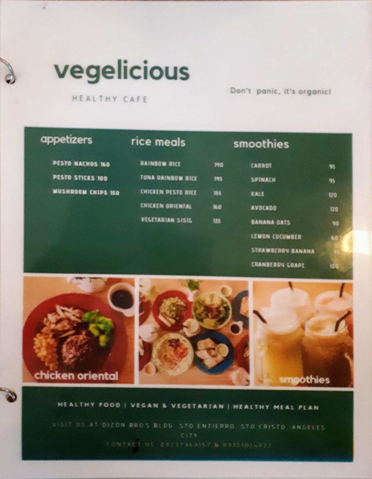 Menu at Vegelicious Healthy Cafe, Angeles