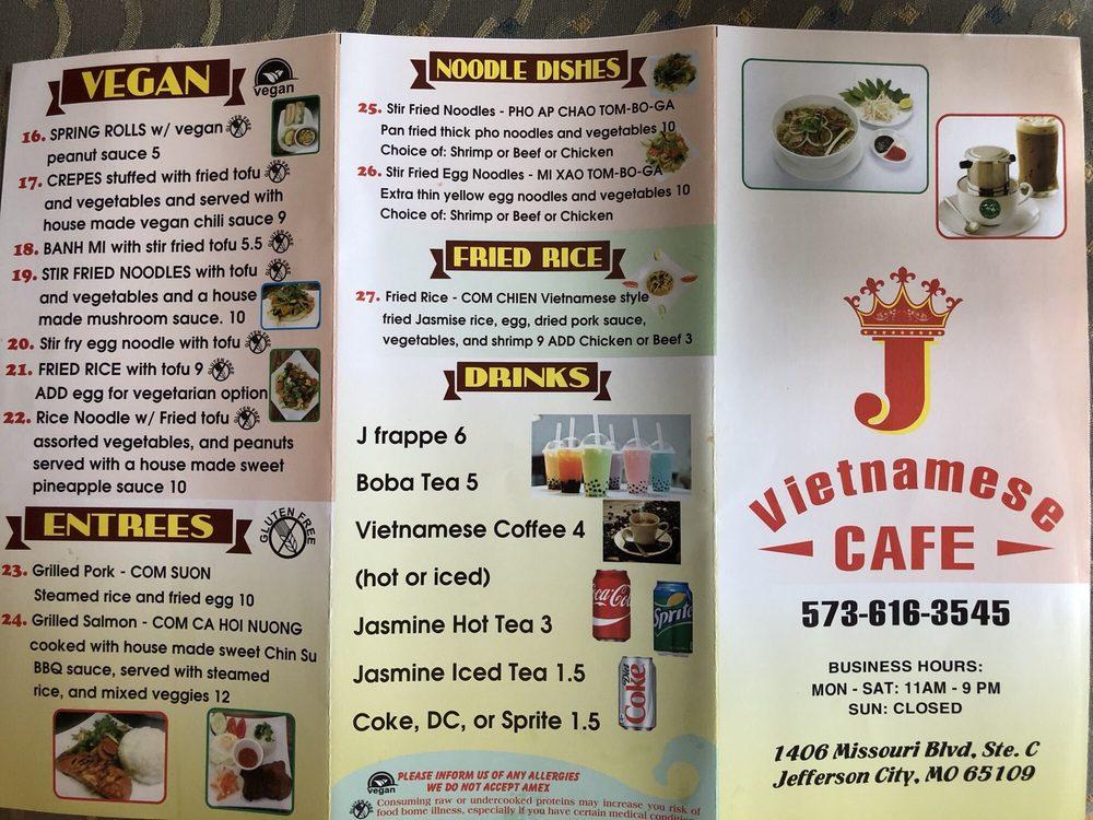 Menu at J Cafe Boba Tea & Sandwich, Jefferson City