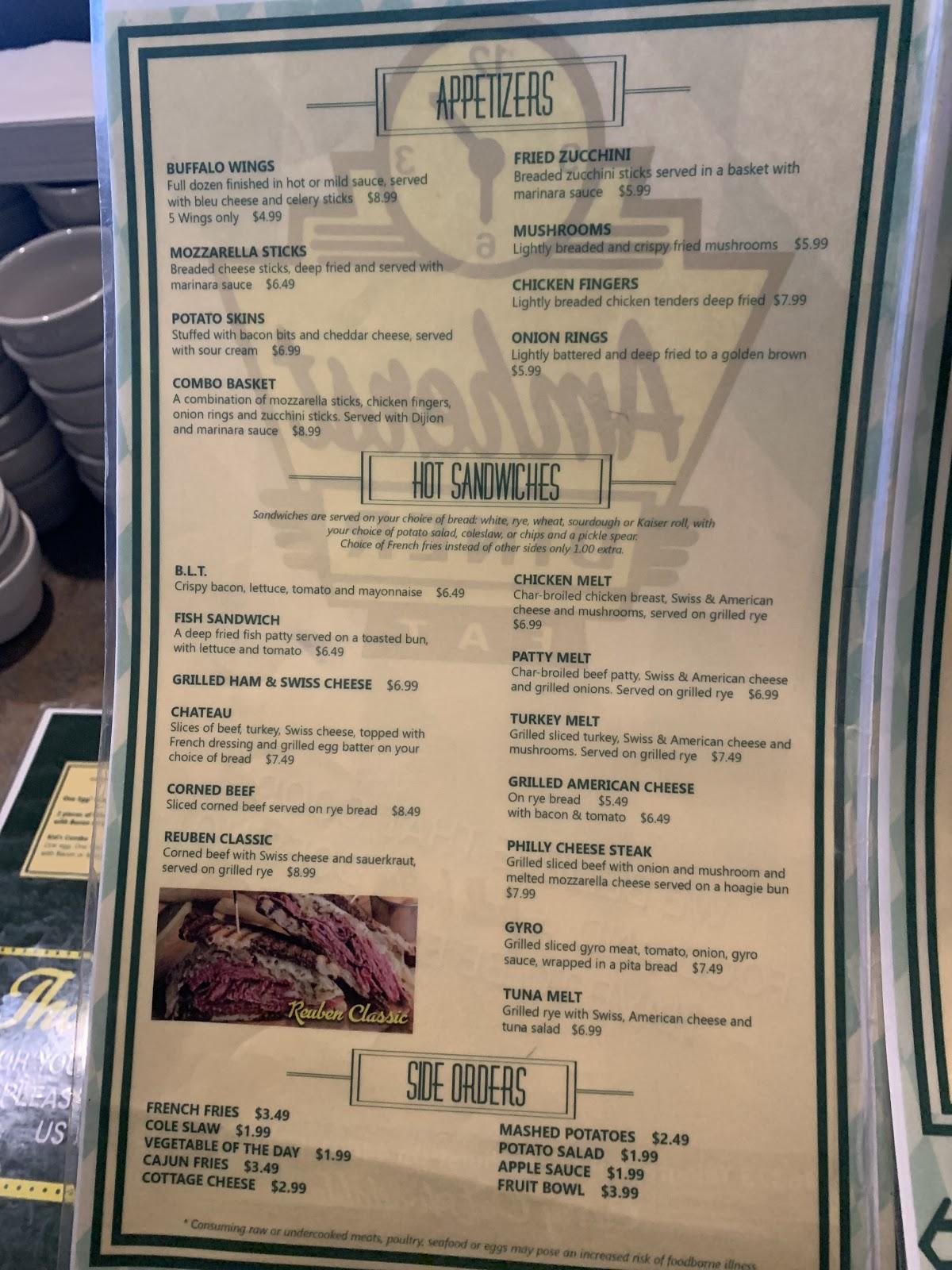 Menu at Amherst Diner restaurant, South Amherst