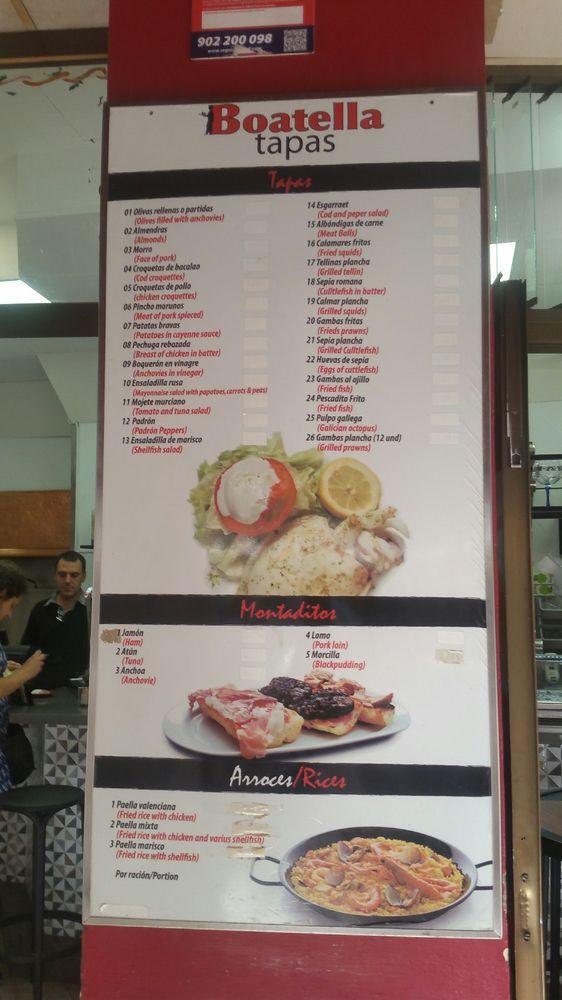 Menu at Boatella Tapas pub & bar, Valencia
