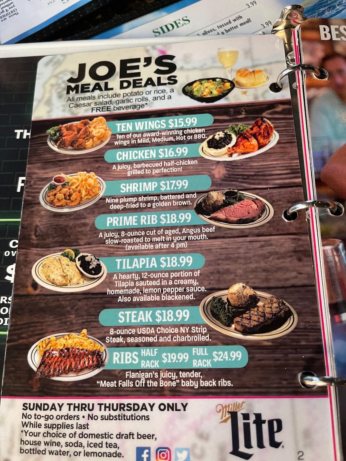Menu at Flanigan's Seafood Bar and Grill, Boca Raton