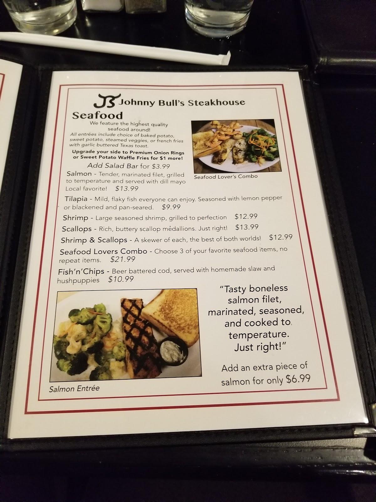 Carta de Johnny Bull's Steakhouse, Louisburg